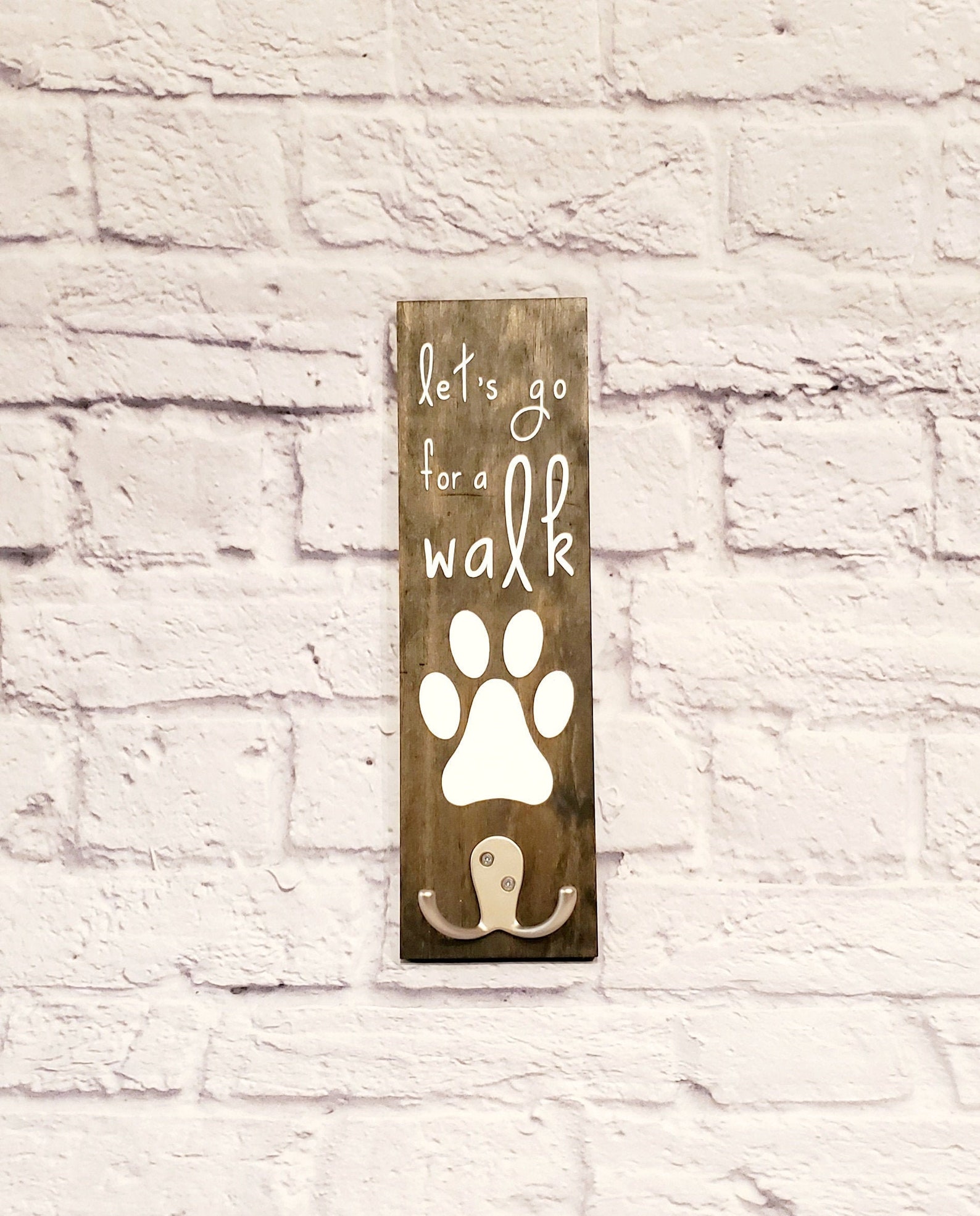 Dog Leash Holder Let's Go for a Walk Wooden Sign - Etsy