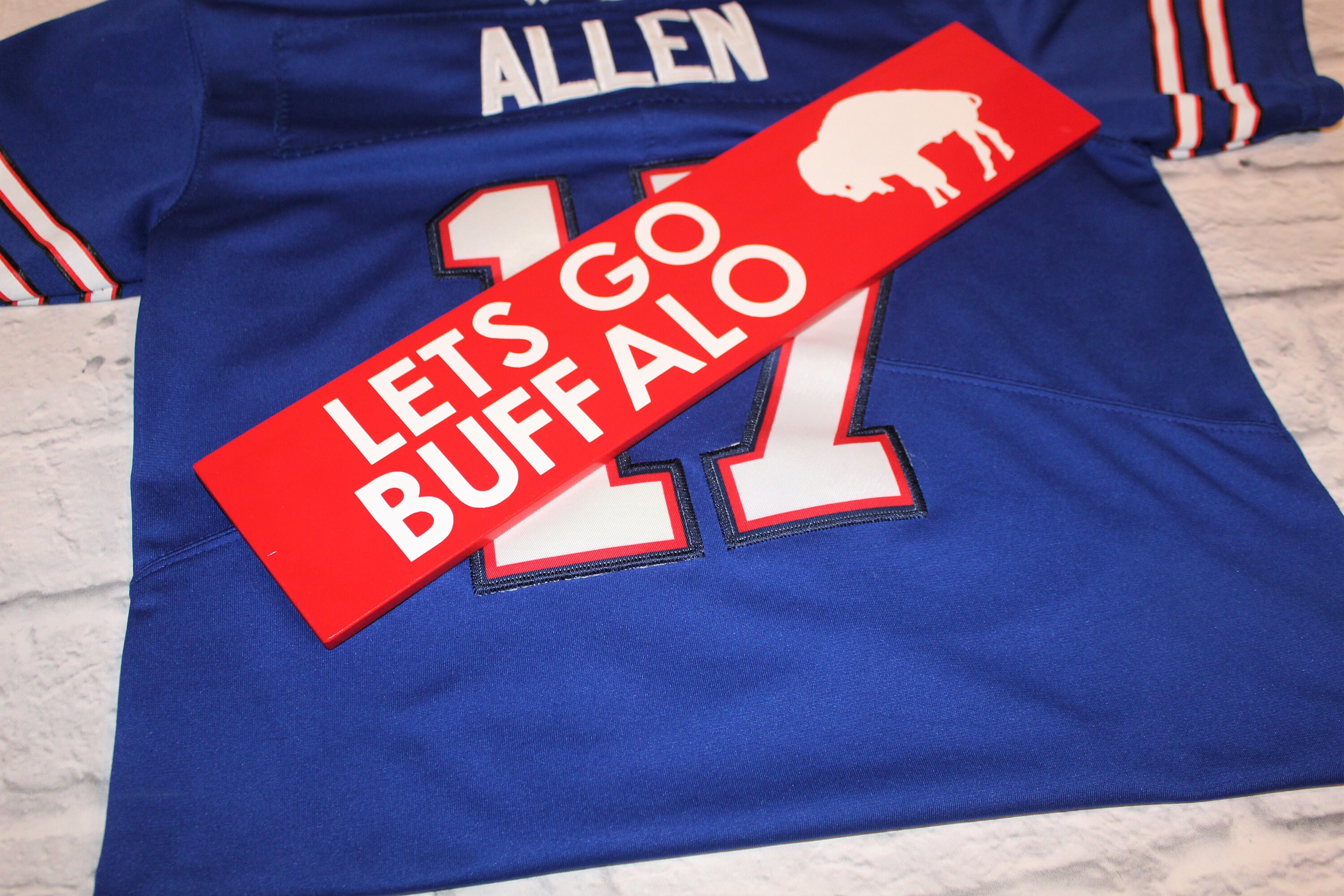 Lets Go Buffalo Wooden Sign Red With White Writing Color - Etsy