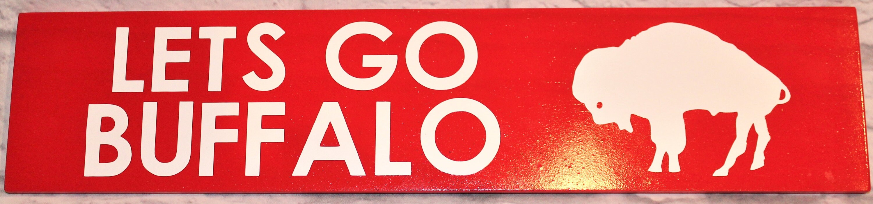 Lets Go Buffalo Wooden Sign Red With White Writing Color - Etsy