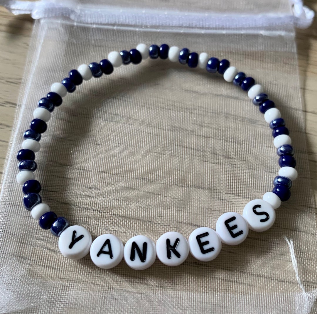 New York Yankees Beaded Bracelet - Etsy