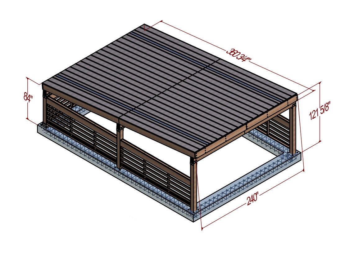 20x30 Carport Plans Car Garage for Two Car Modern Pavilion - Etsy