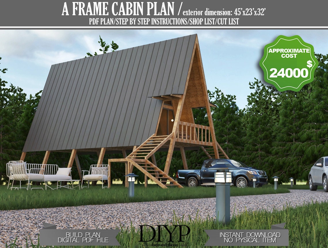 Triangle Cabin Plan: DIY A-frame House Blueprint (digital Download ...