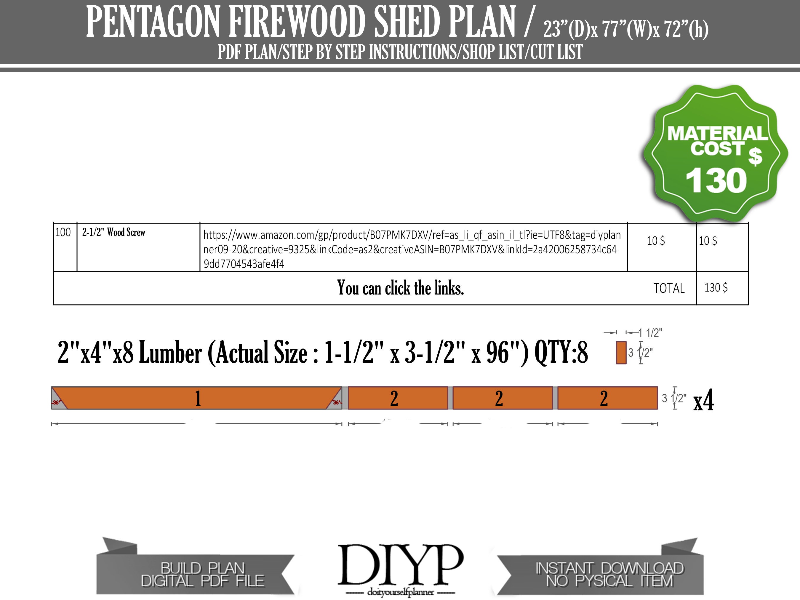Modern Log Holder Plans DIY Plans for Wooden Pentagon Shed - Etsy