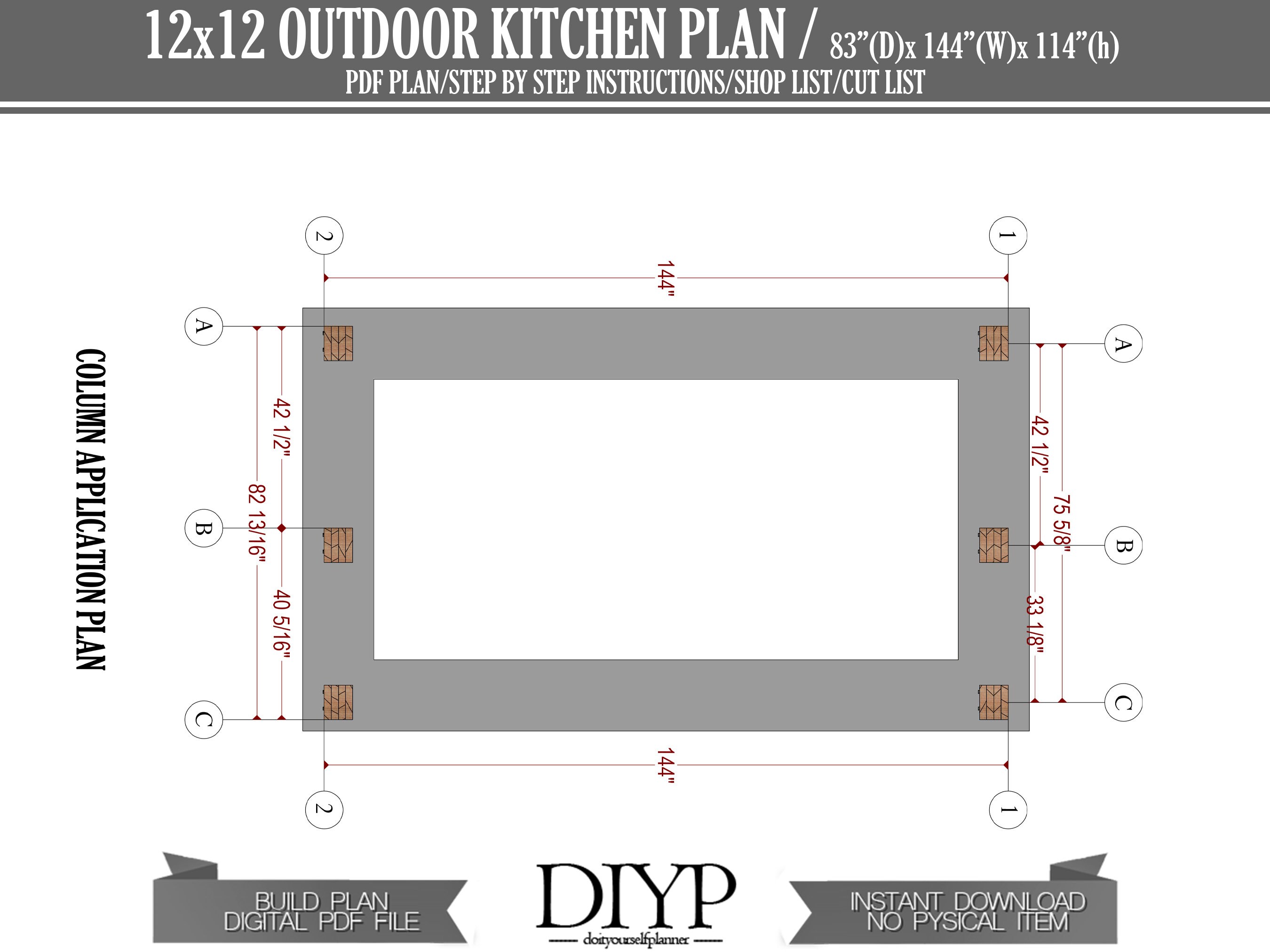 12x12 Outdoor Kitchen Bar Plans With Roof (digital Download) - Etsy