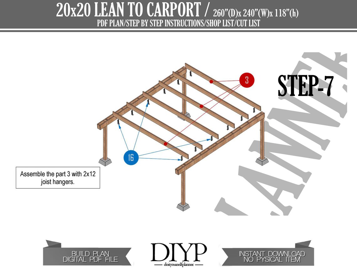 Diy Plans for Attached Car Port Diy Car Port Ideas 20x20 - Etsy