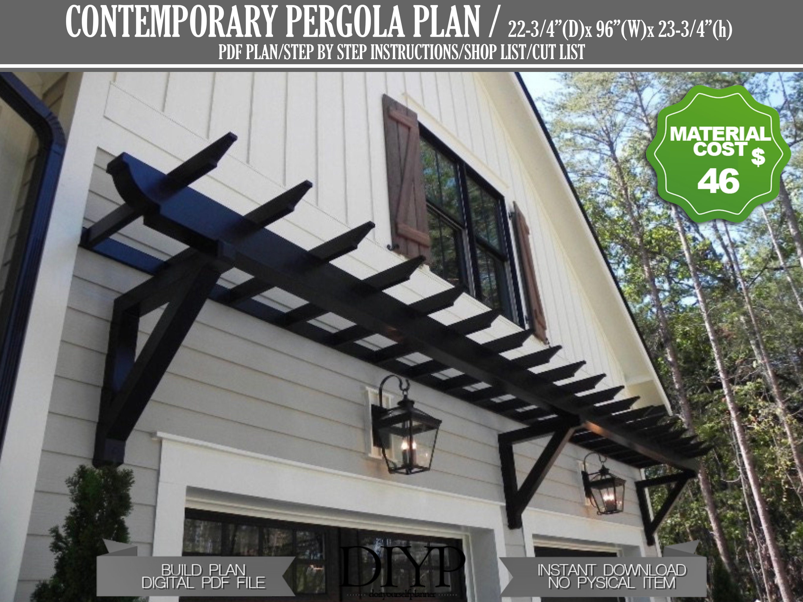 Window Pergola Plans: Attached Trellis, Door Arbor (digital Download ...