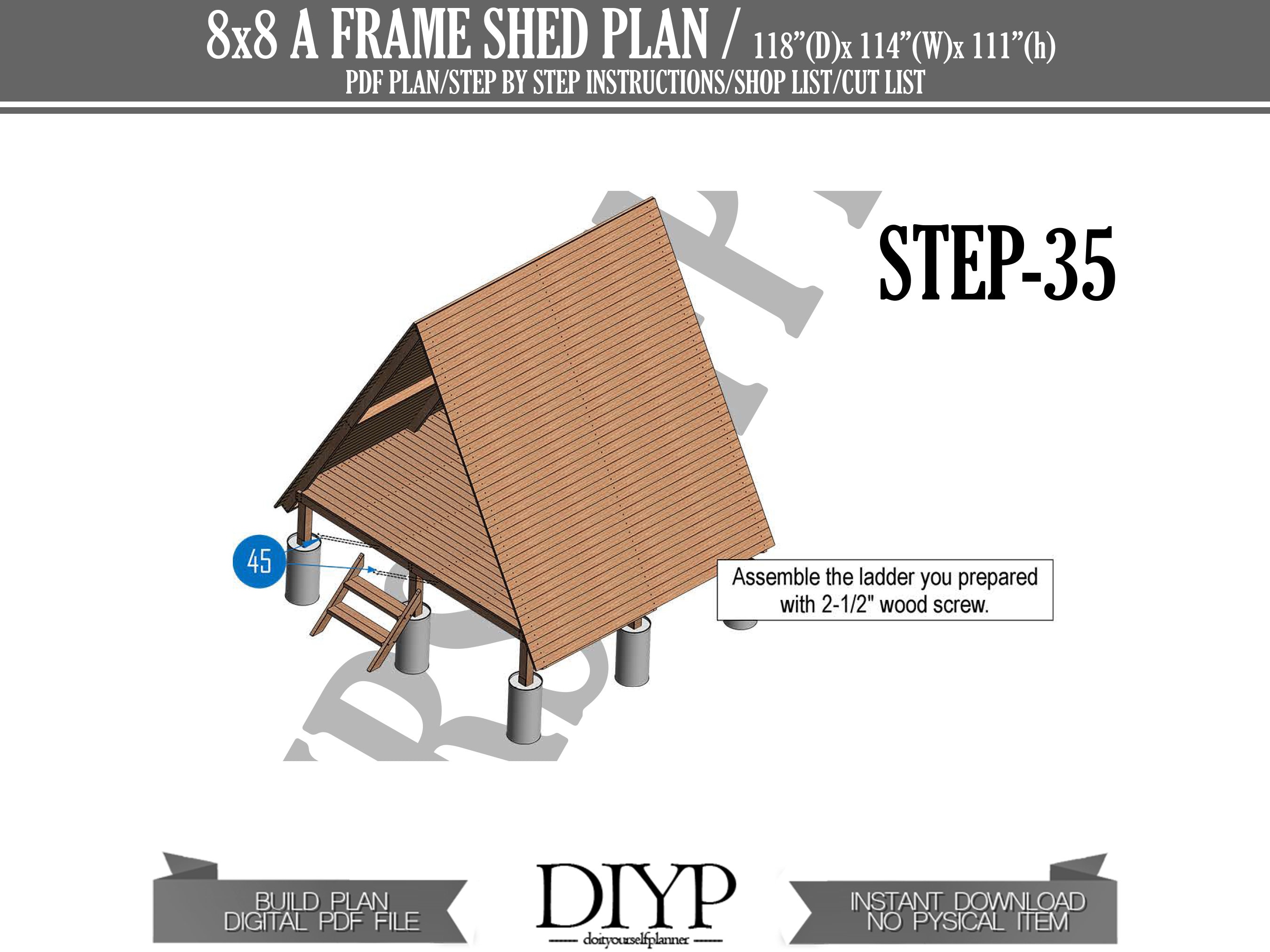 8x8 Tiny House Plans A Frame Playhouse Tiny Cabin Build - Etsy Canada