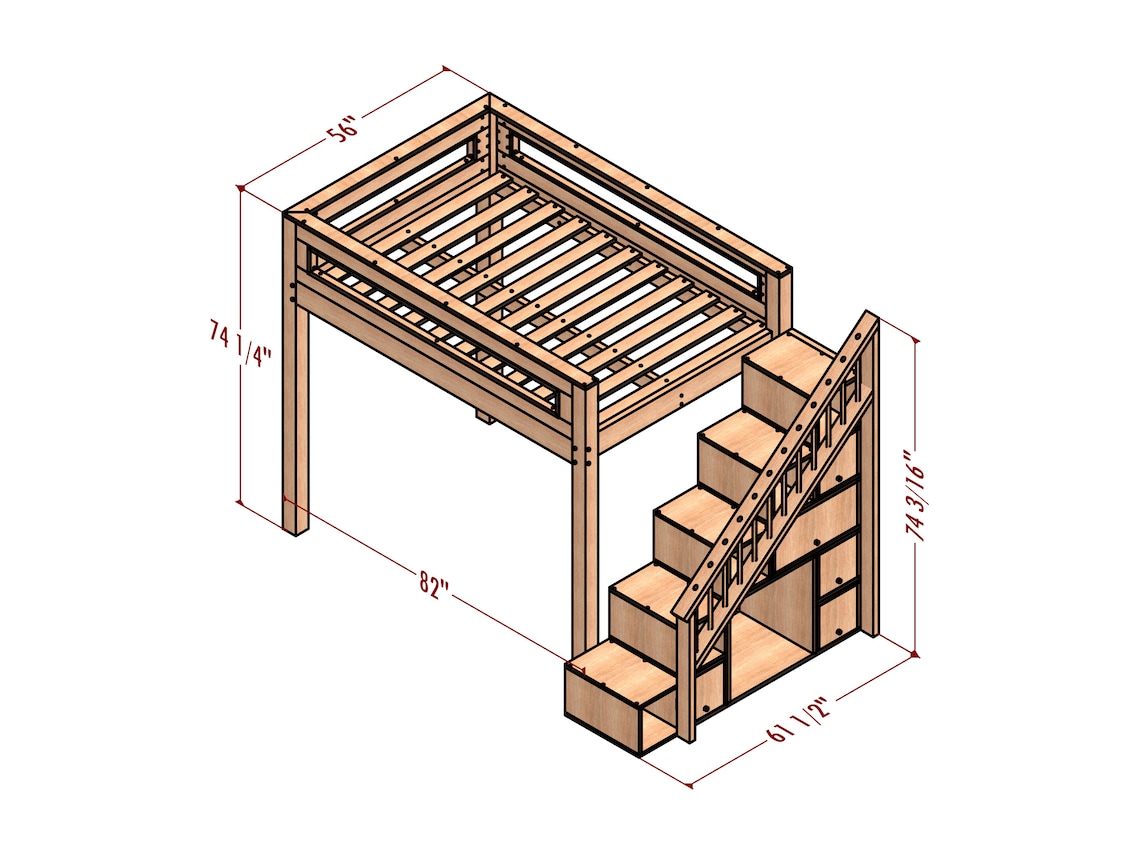 Diy Loft Bed Plan for Adultdiy Loft Bed Plansbuilt in - Etsy Australia