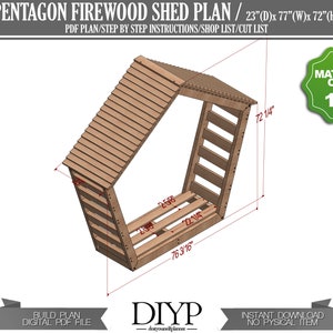 Modern Log Holder Plans- DIY Plans for Wooden Pentagon Shed - Etsy