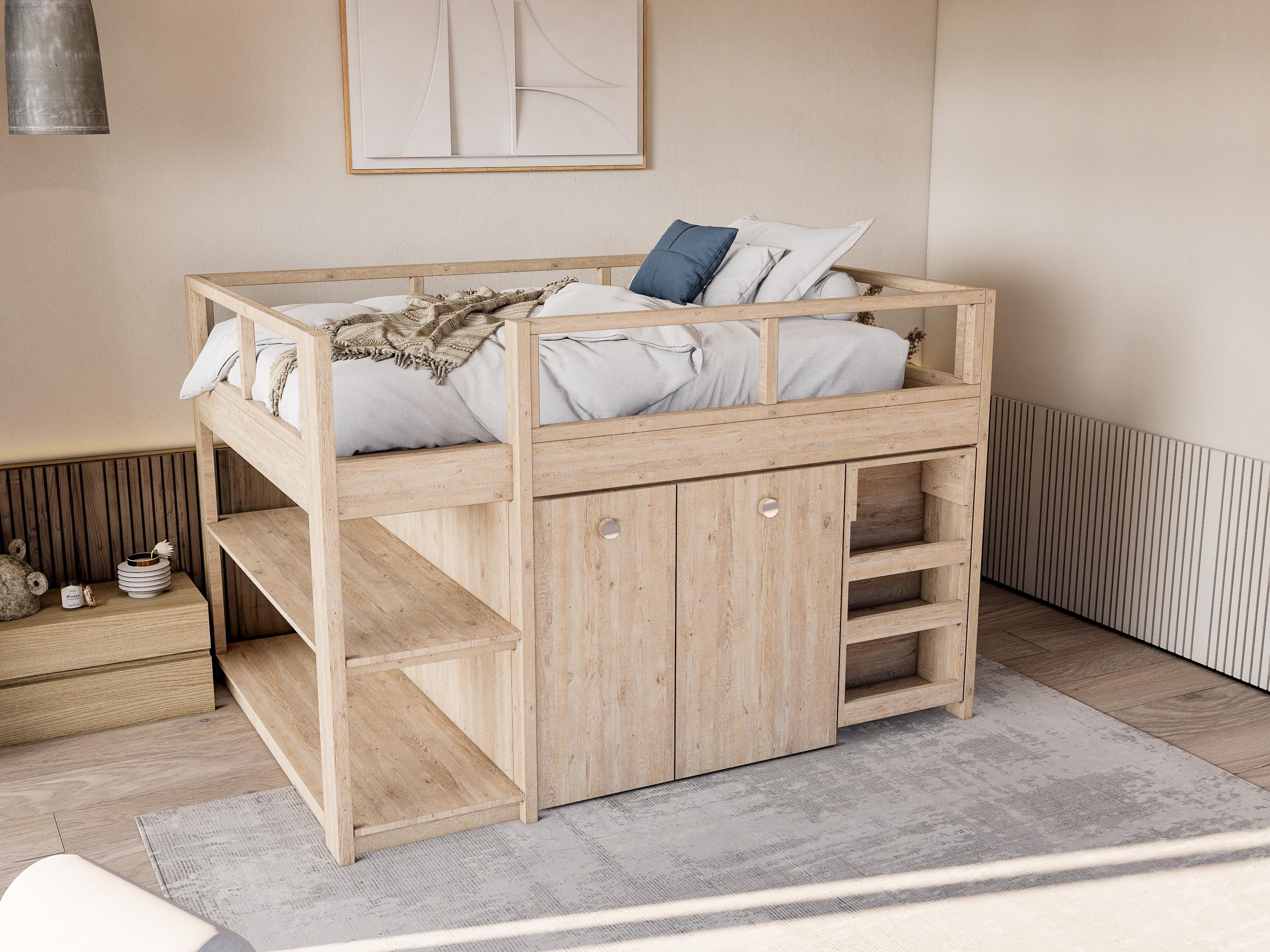 Diy high bed with storage store