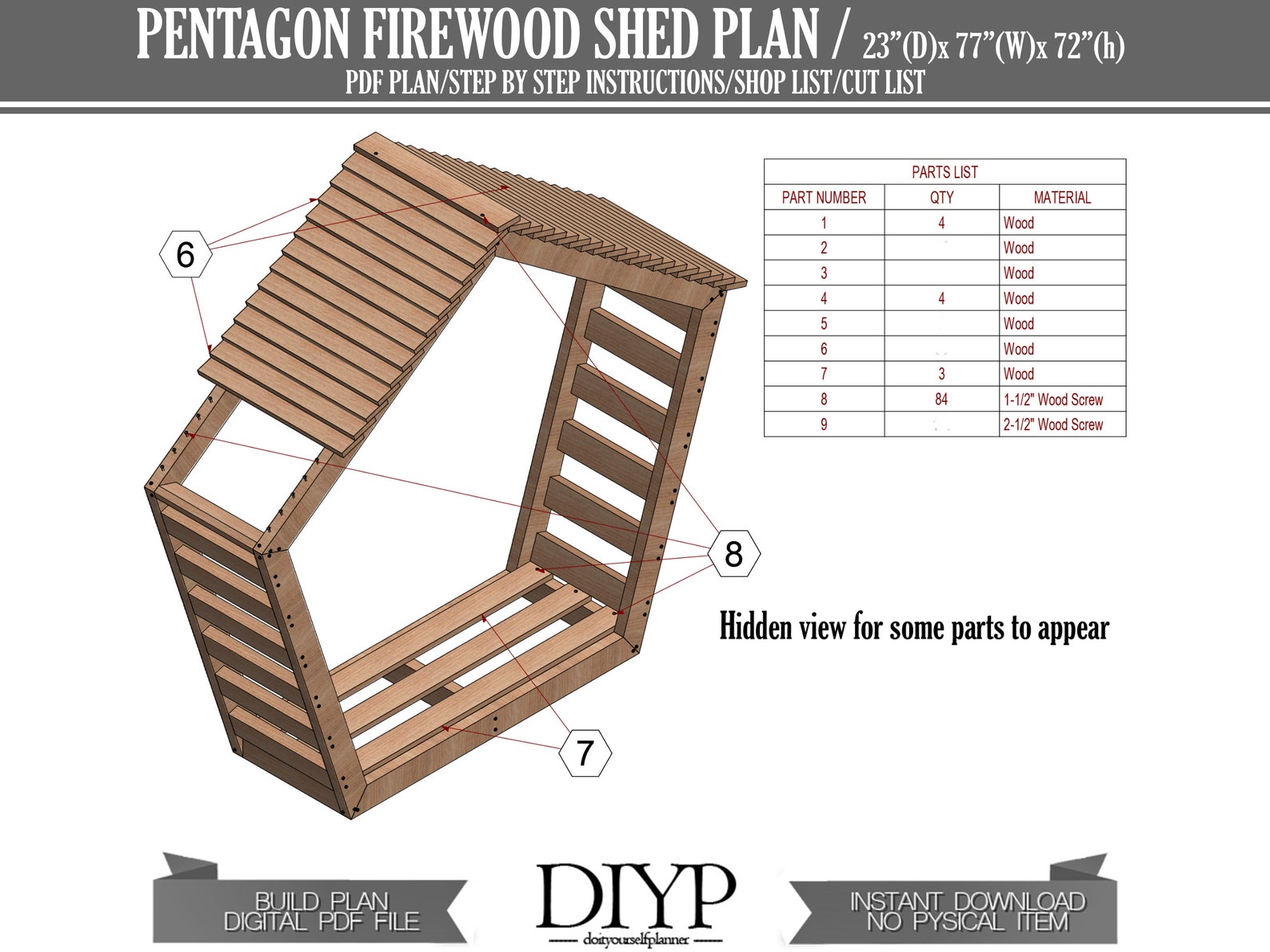 Modern Log Holder Plans DIY Plans for Wooden Pentagon Shed - Etsy