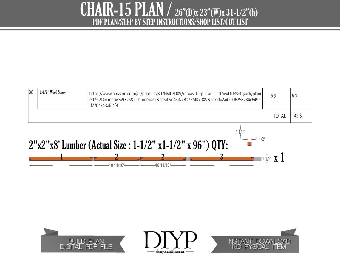 Modern Chair Plan DIY Wooden Bar Stool Build Plans for | Etsy