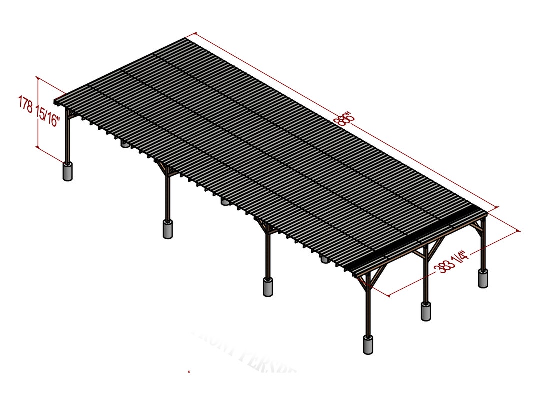 Wooden Car Port Plan Car Garage Plans Diy Carport for Two - Etsy