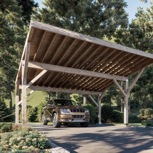 DIY Wood Carport Plans - 20x22 Single Slope Roof - Instant Download ...
