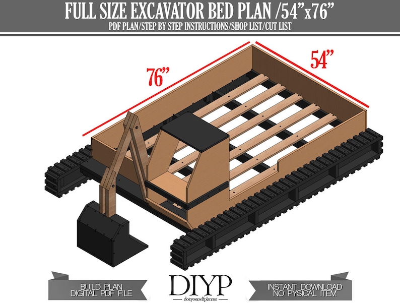 Excavator Bed DIY Plan: Twin Size Wooden Kids Bed (PDF Download) - Etsy