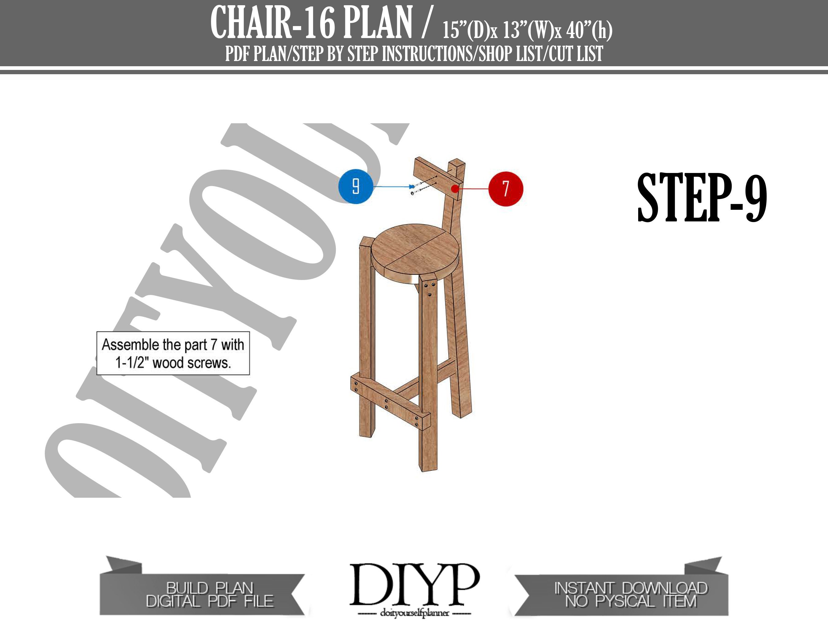 Rustic Bar Stool Pdf Plan , Rustic Reclaimed Wooden Chair Diy Plans - Etsy