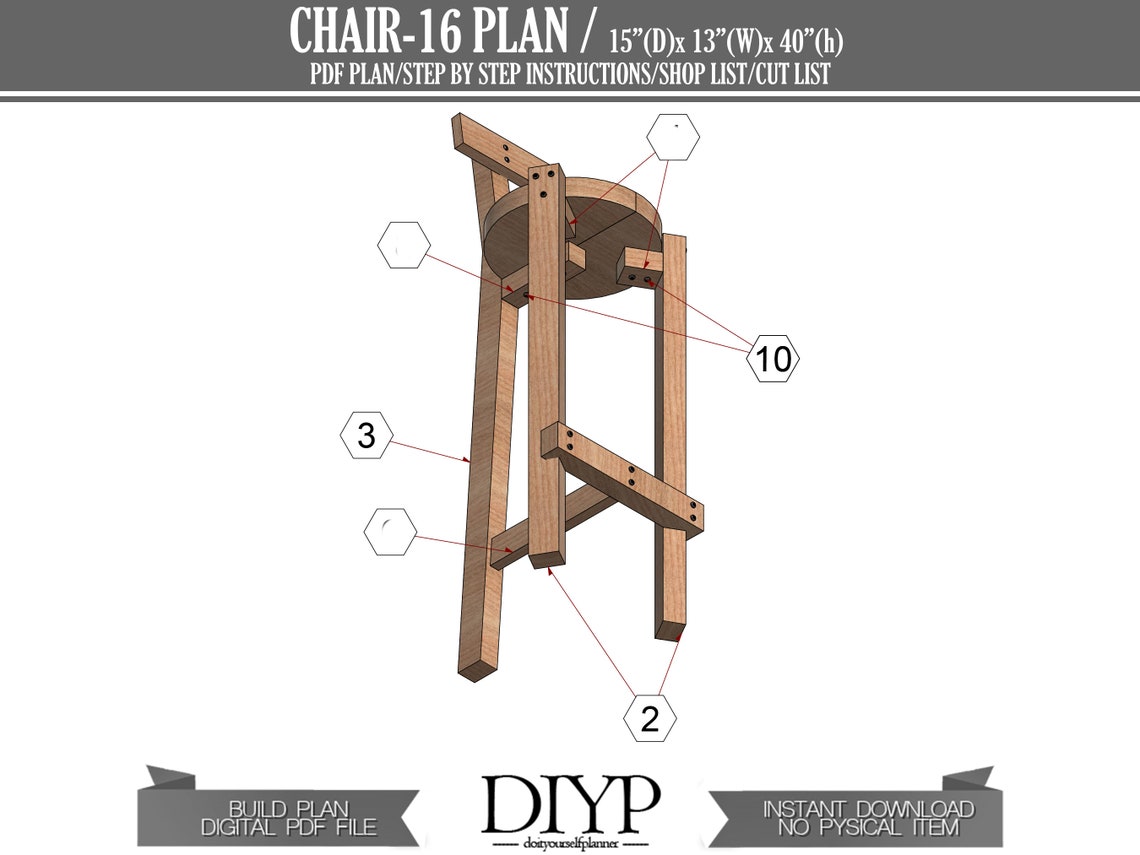 Rustic Bar Stool Pdf Plan , Rustic Reclaimed Wooden Chair Diy Plans - Etsy