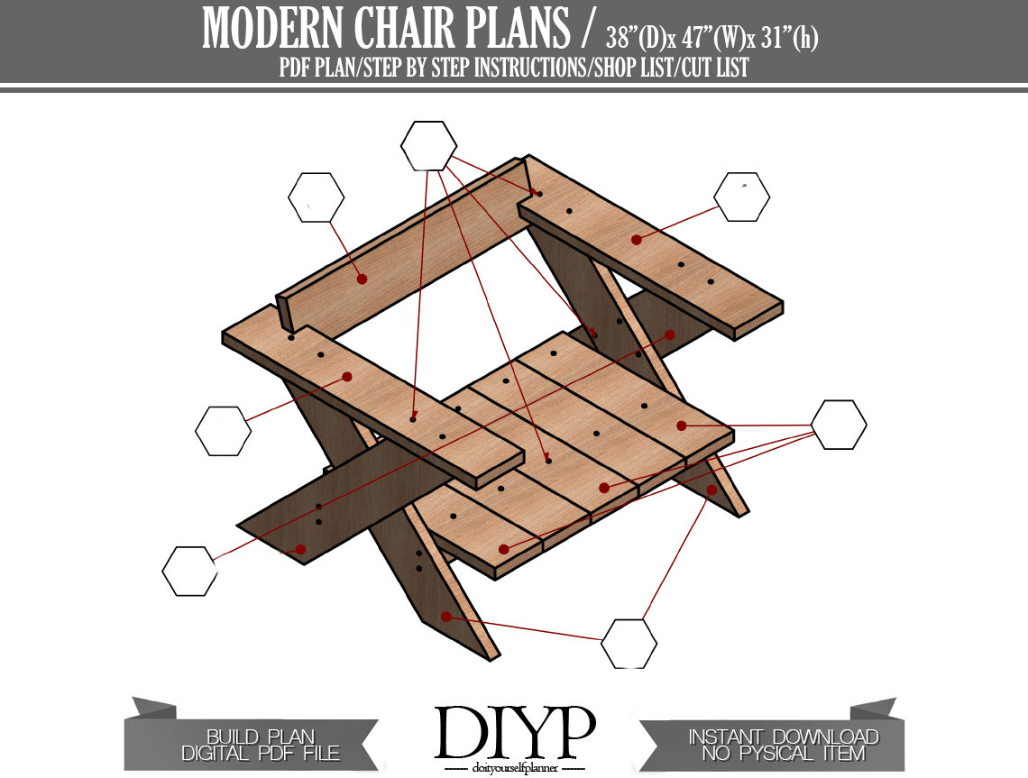 Digital Plans for Modern Chair Wooden Chair Plans Easy and - Etsy