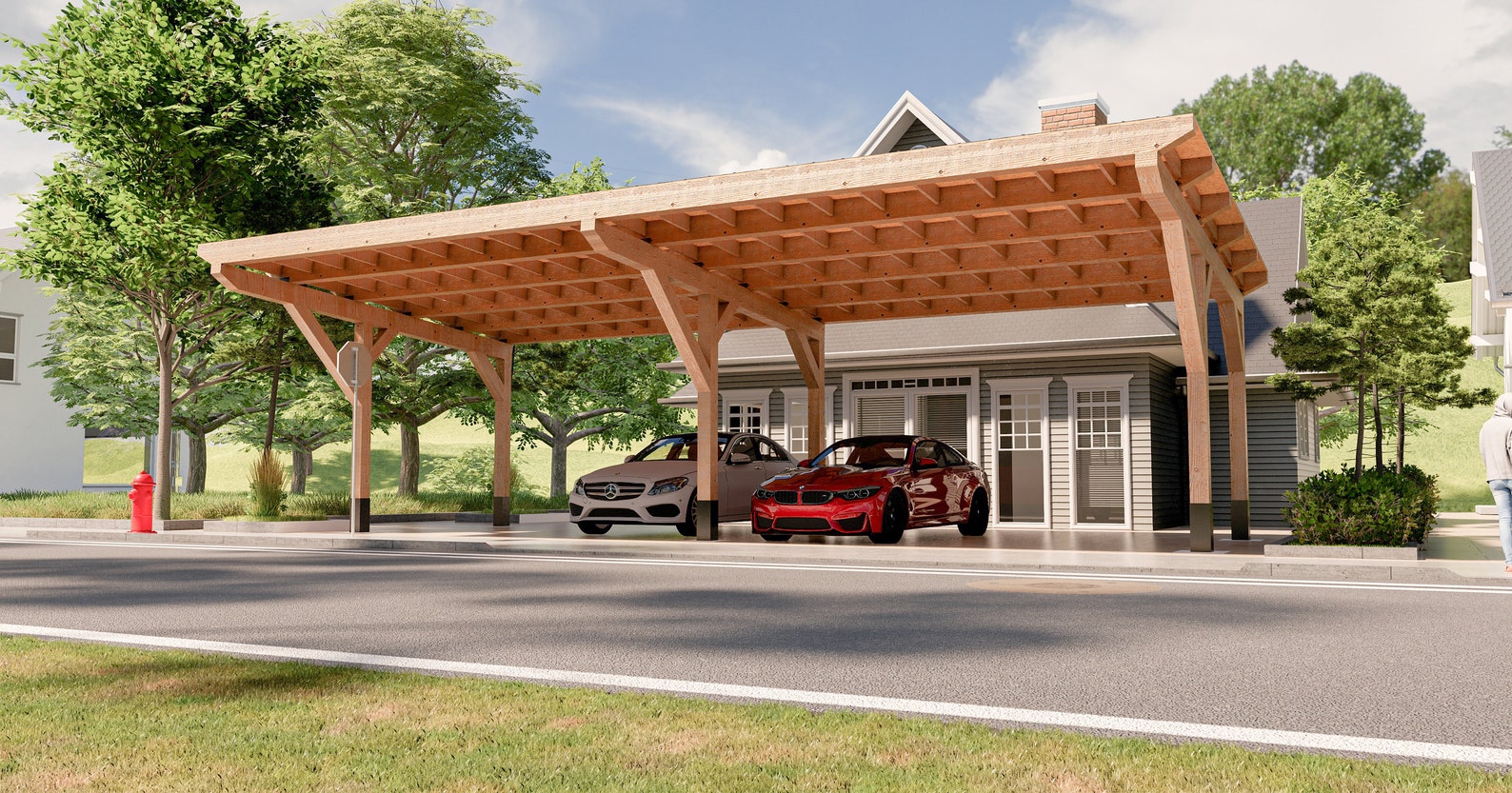 How to Build a 20x40 Ft Carport With a Sloping Roof: DIY Woodworking ...