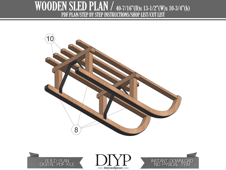 DIY Wooden Sled Build Plans: Easy Woodworking Sleigh (digital Download ...