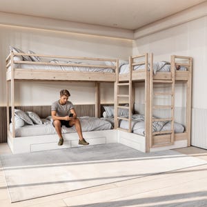 4-in-1 Twin Bunk Bed With Storage: DIY Plans and Animation - Etsy