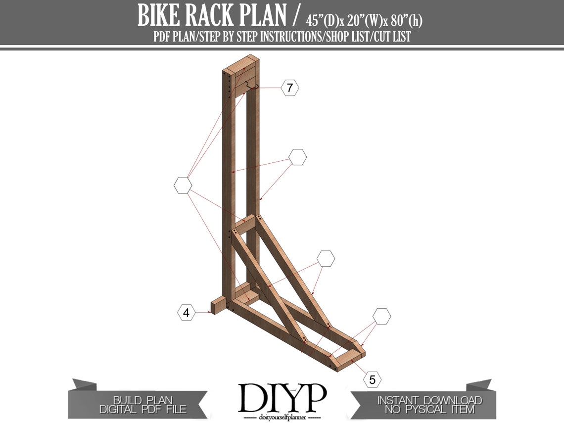 Wooden Bike Rack Woodworking Plans Bicycle Rack Plan | Etsy