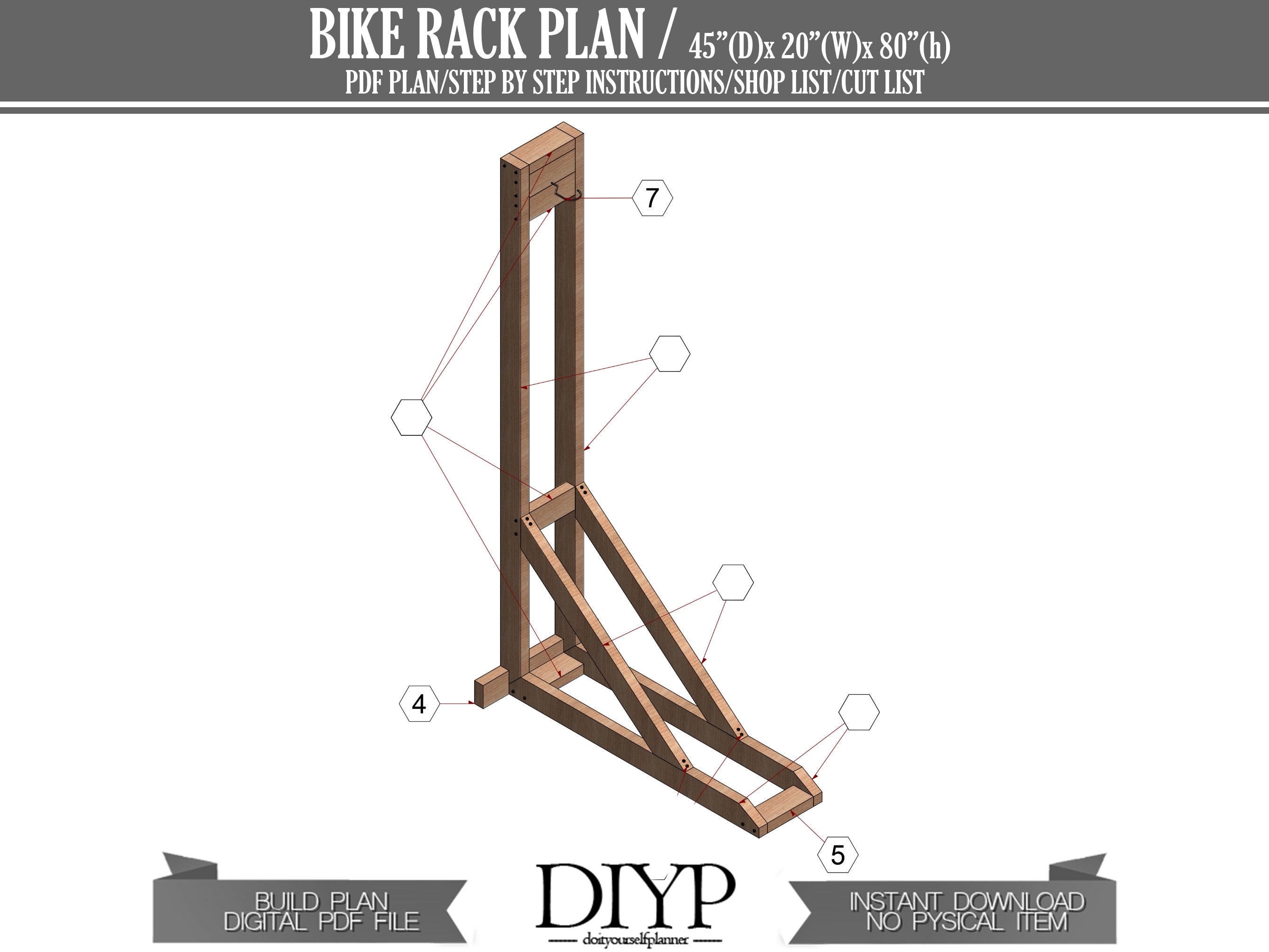 Wooden Bike Rack Woodworking Plans Bicycle Rack Plan - Etsy