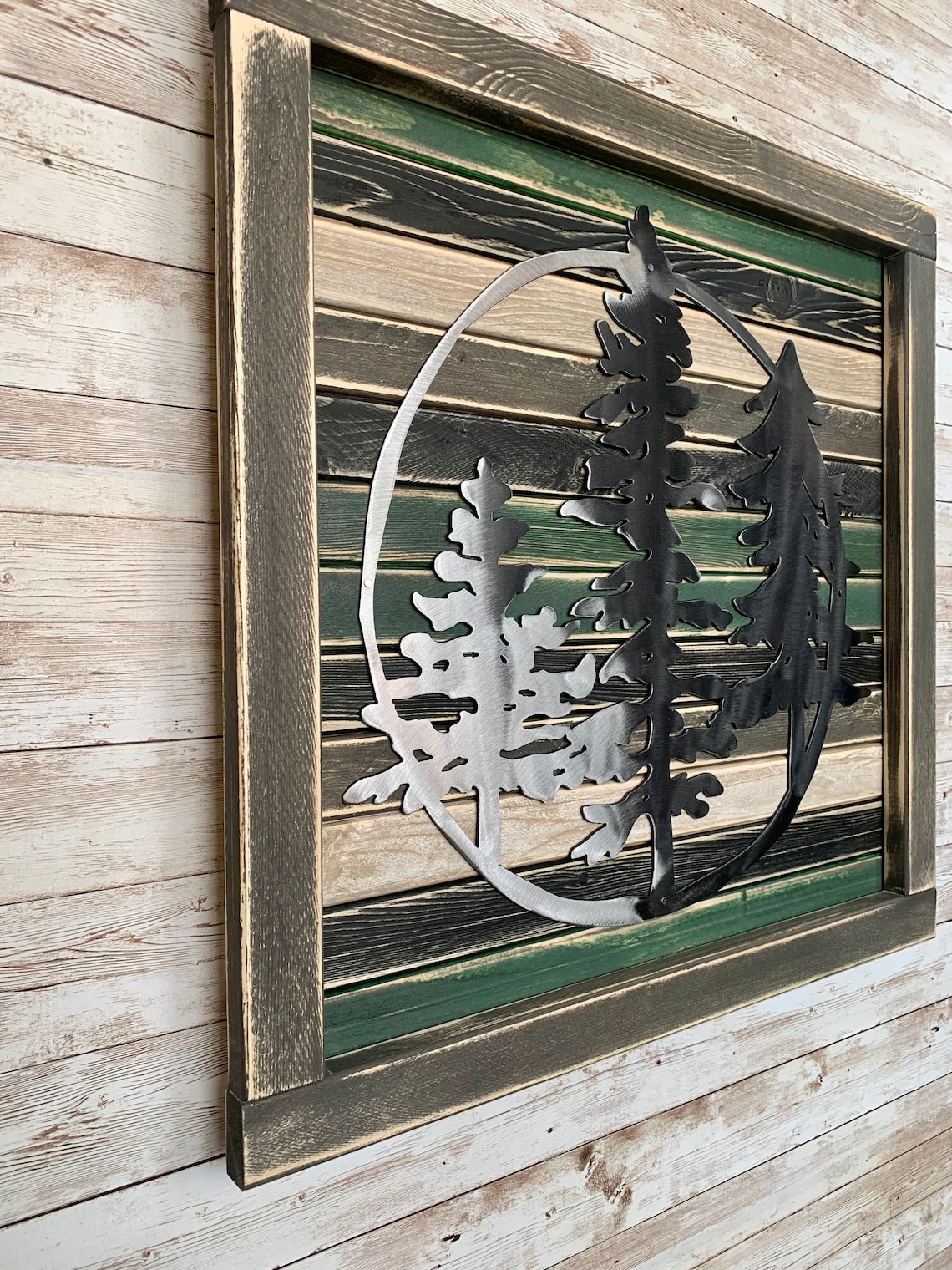Pine Tree Wood and Metal Sign / Nature / Outdoor / Cabin / - Etsy