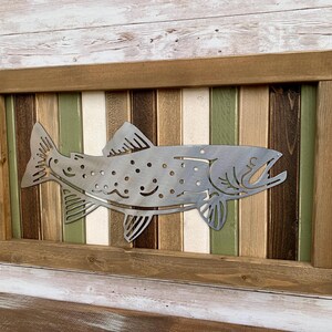 Trout Wood and Metal Sign / Fish / Fishing / Outdoors / Lake / Boating ...