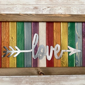 Rainbow Love Sign / Weathered Wood and Metal / Gay Pride / LGTBQ ...