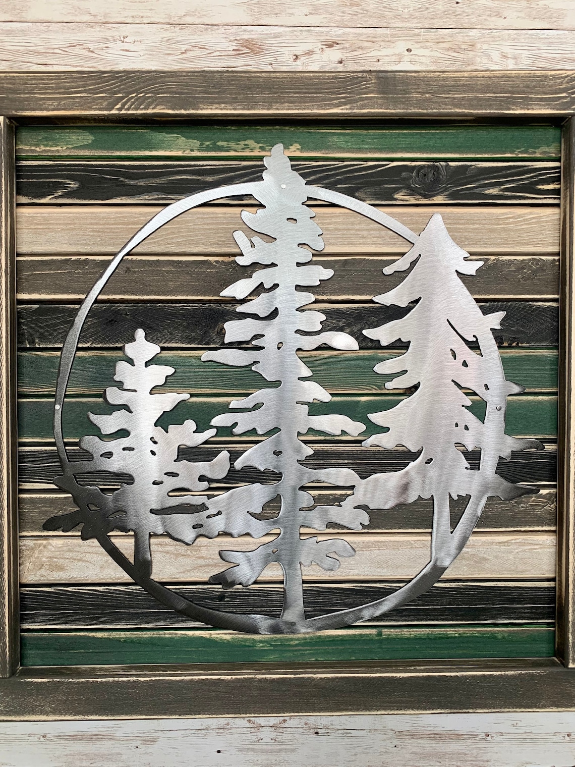 Pine Tree Wood and Metal Sign / Nature / Outdoor / Cabin / - Etsy