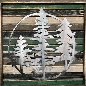 Pine Tree Wood and Metal Sign / Nature / Outdoor / Cabin / - Etsy