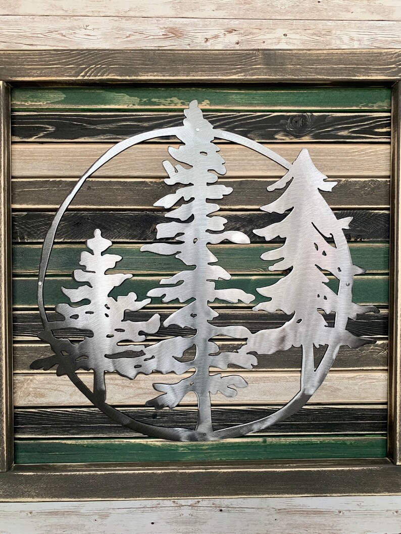 Pine Tree Wood and Metal Sign / Nature / Outdoor / Cabin / - Etsy