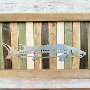 Sturgeon Fish Wood and Metal Sign / Fishing / Outdoors / Lake / Boating ...