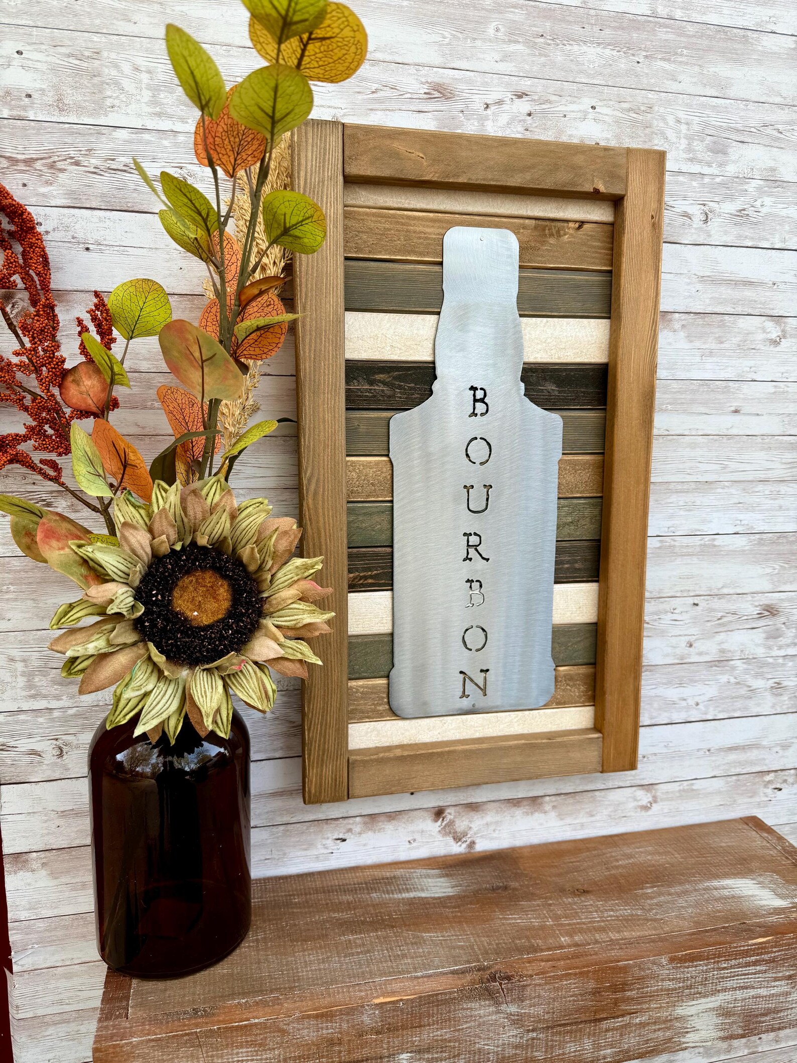 Bourbon or Whiskey Bottle Sign / Bar / Mancave / Wall Decor / Farmhouse ...