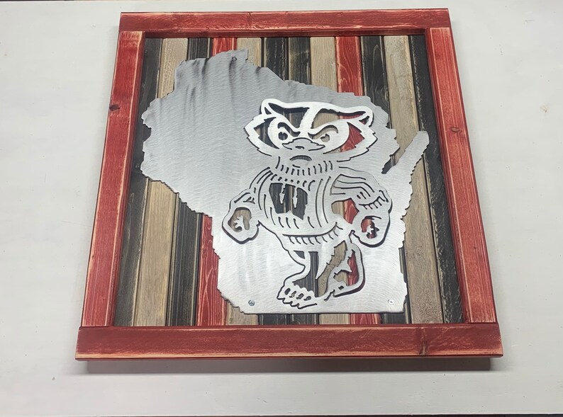 Bucky Badger Wisconsin Sign / Madison WI / Weathered Wood and | Etsy