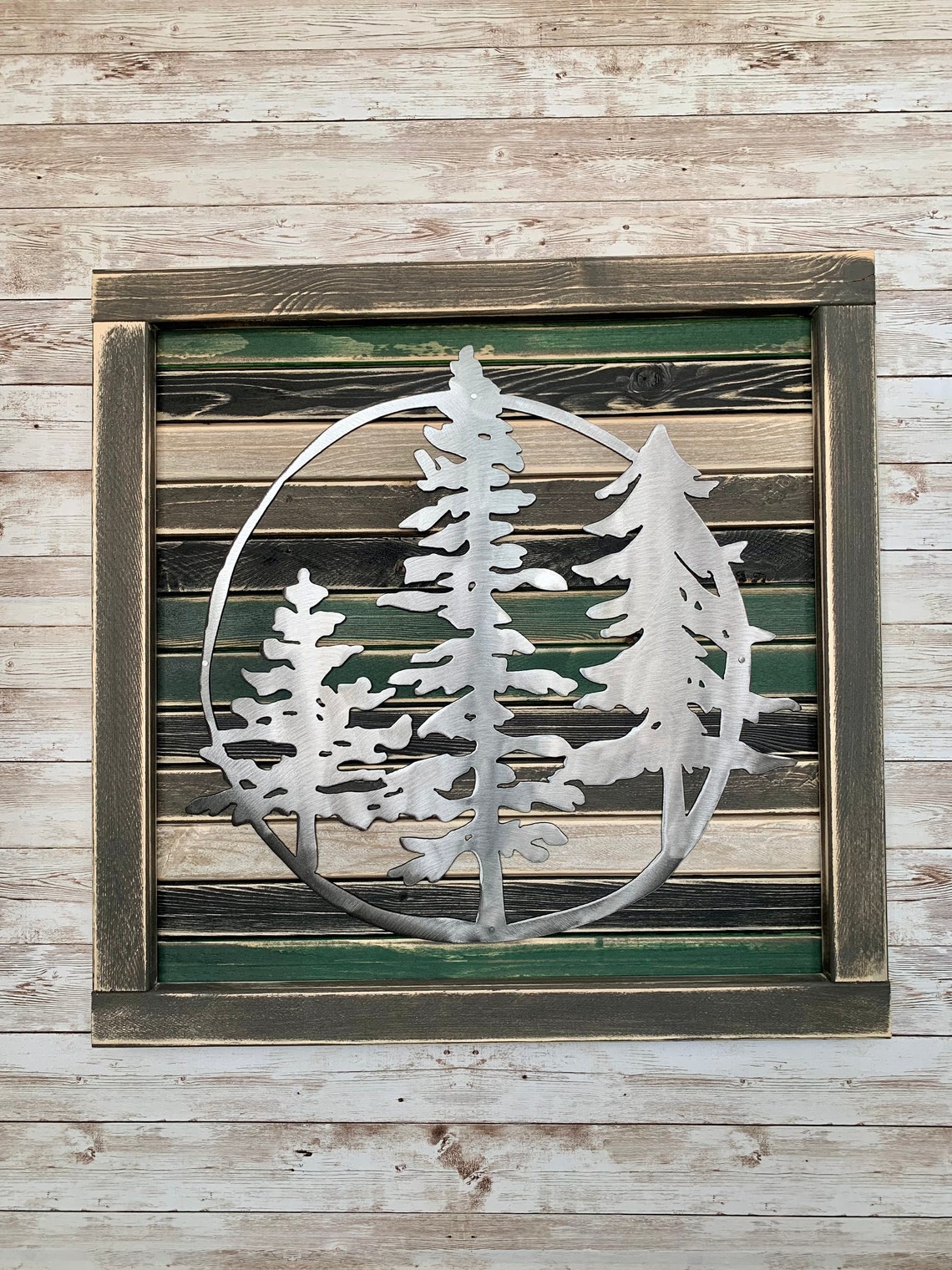 Pine Tree Wood and Metal Sign / Nature / Outdoor / Cabin / - Etsy