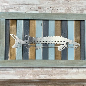 Sturgeon Fish Wood and Metal Sign / Fishing / Outdoors / Lake / Boating ...