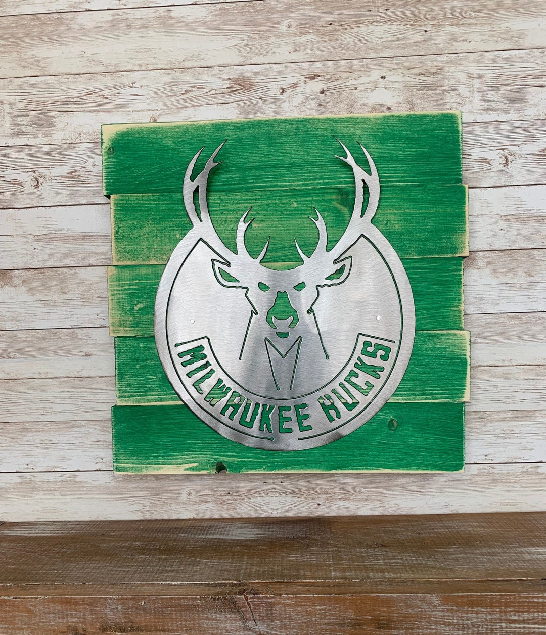 Milwaukee Bucks Sign / Weathered Wood and Metal / Wisconsin / WI ...