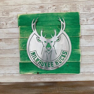 Milwaukee Bucks Sign / Weathered Wood and Metal / Wisconsin / WI ...