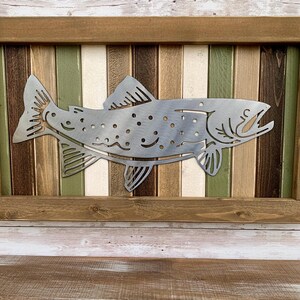 Trout Wood and Metal Sign / Fish / Fishing / Outdoors / Lake / Boating ...