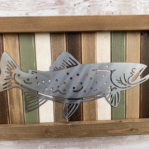 Trout Wood and Metal Sign / Fish / Fishing / Outdoors / Lake / Boating ...