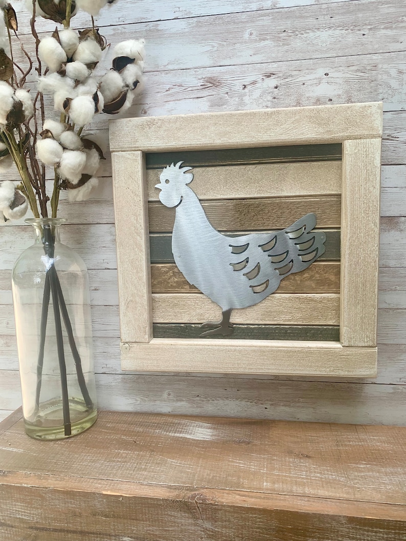 Chicken Sign / Wood and Metal / Farm / Farmhouse / Livestock/ Rooster ...