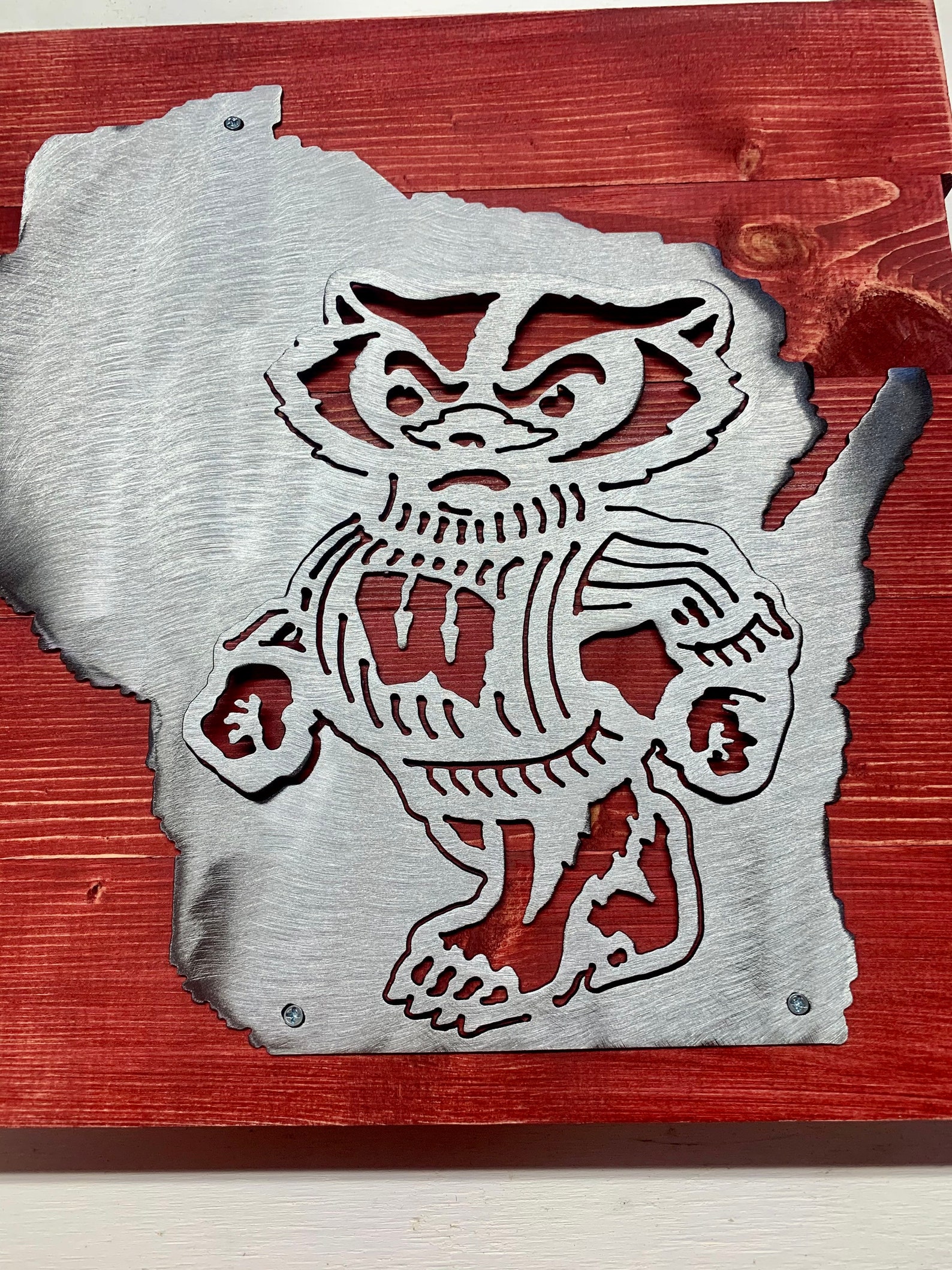 Bucky Badger Wisconsin Sign / Madison WI / Weathered Wood and | Etsy