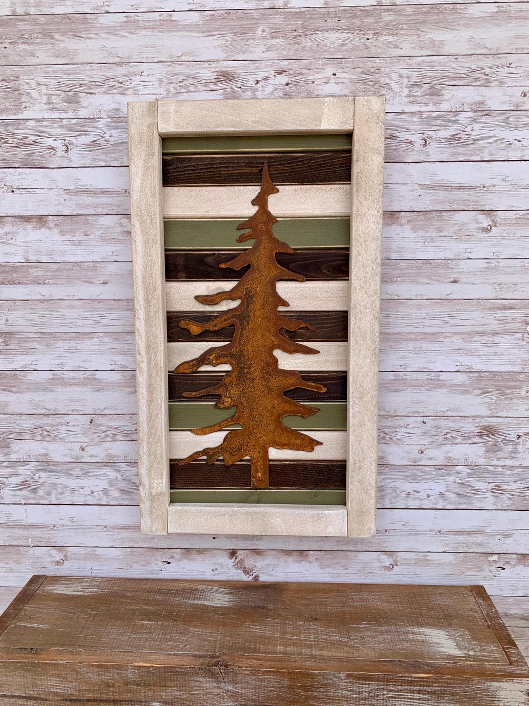 Pine Tree Wood and Metal Sign/ Cabin / Northwoods / Farmhouse / Rust ...