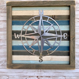 Compass Sign / Wood and Metal / Lake / Boating / Nautical / Cabin ...