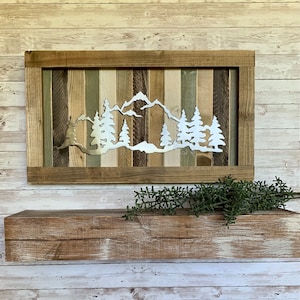 Mountain Range Wood and Metal Sign / Outdoors / Hiking / Trees ...