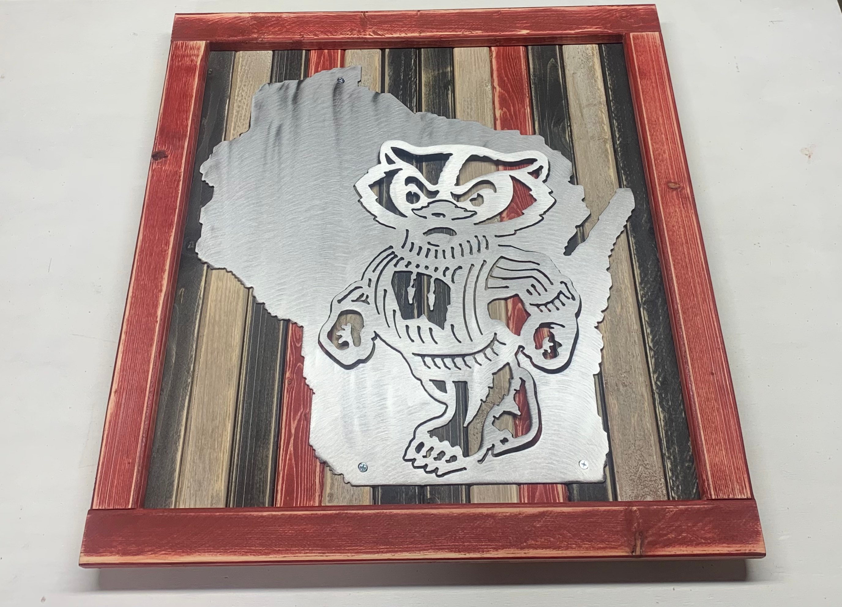 Bucky Badger Wisconsin Sign / Madison WI / Weathered Wood and | Etsy