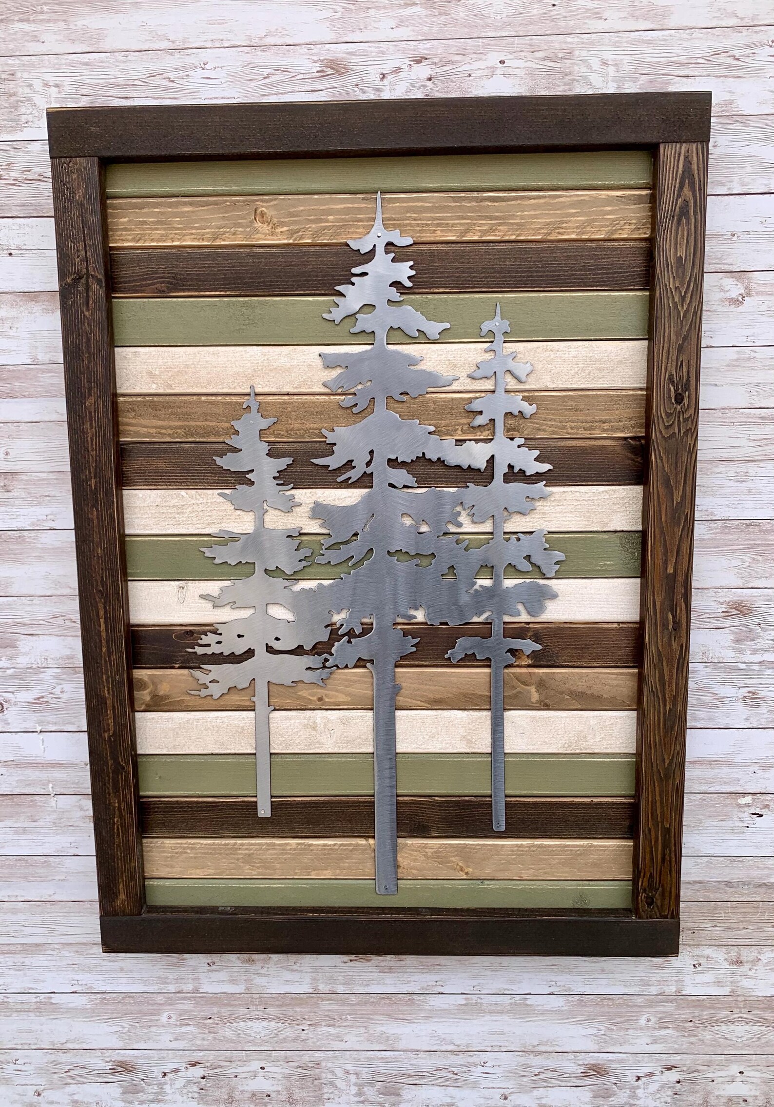 Pine Tree Wood and Metal Sign / Nature / Outdoor / Cabin / Woods ...