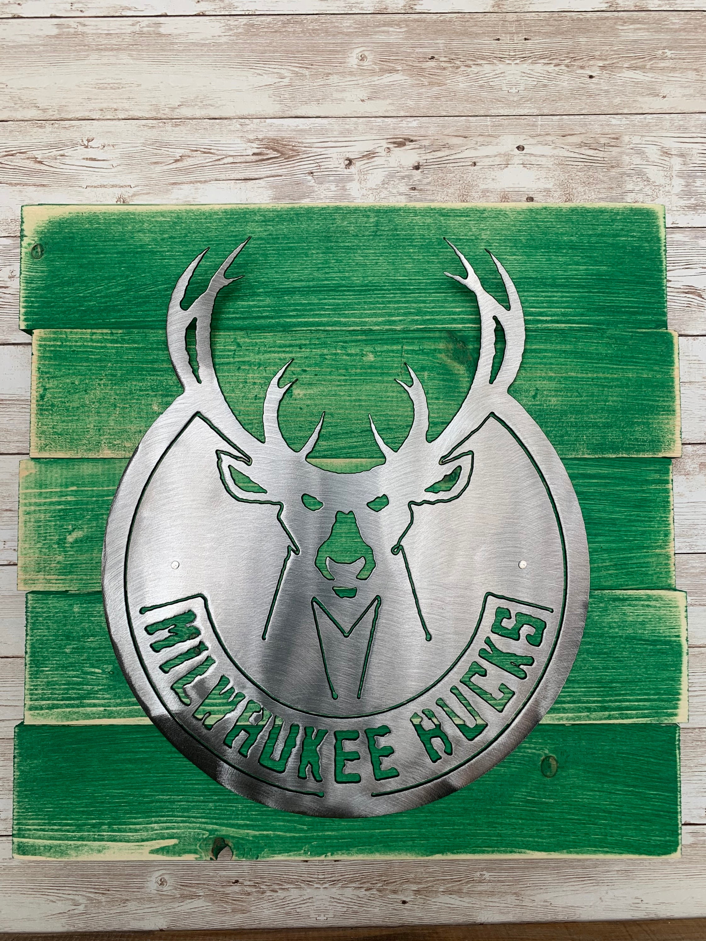 Milwaukee Bucks Sign / Weathered Wood and Metal / Wisconsin / | Etsy